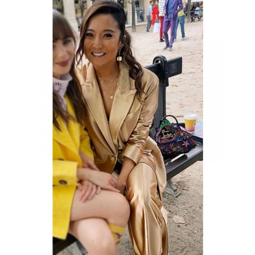 Emily In Paris S03 Mindy Chen Golden Suit | AmericaSuits Emily In Paris S03 Mindy Chen Golden Suit | AmericaSuits